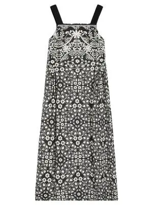 Max Mara Sleeveless Floral Print Midi Dress - Black