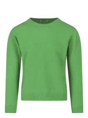 Auralee Crew Neck Knitted Sweater - Green