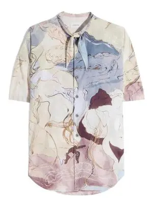 LEMAIRE Lemaire Printed Scarf Collar Shirt Multicolor