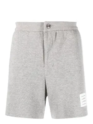 Thom Browne Cotton Jersey Lounge Shorts With Signature Stripes - Gray