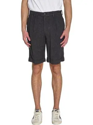 Barena Venezia Mid-rise Bermuda Shorts With Wide Leg - Black