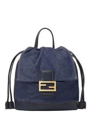 Fendi Fendi FF Buckle Denim Backpack Black