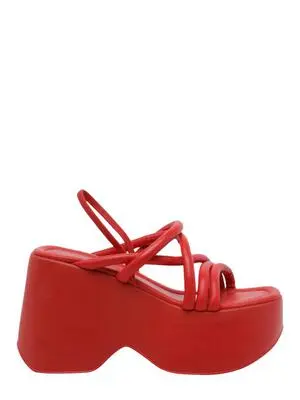 VIC MATIE Strappy Platform Heeled Sandals - Red