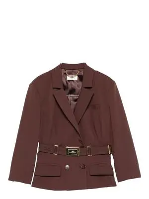 Elisabetta Franchi Belted Double-breasted Blazer - Red