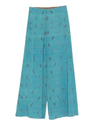 PIERRE-LOUIS MASCIA Printed Wide-leg Trousers - Blue
