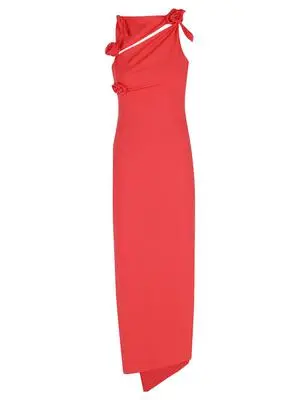 Coperni Sleeveless Midi Dress With Flower Detail - Red