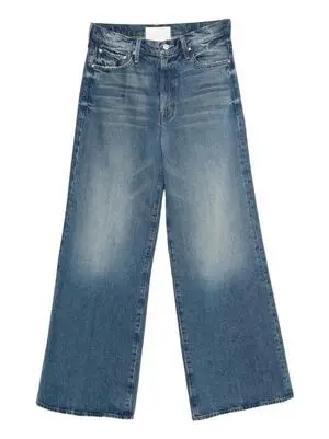 MOTHER Mother The Ditcher Roller Zip Sneak Wide-Leg Jeans Medium Blue