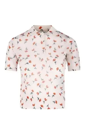 JIL SANDER Jil Sander Floral Print Polo T-Shirt Pink