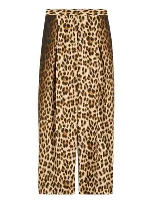 Sportmax Animal Print Draped Wide-leg Trousers - Camel