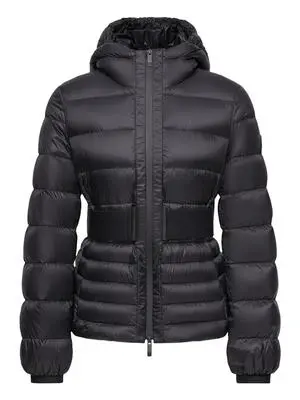 Moncler Magnolia Belted Hooded Down Jacket - Black