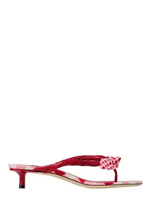 JIMMY CHOO Braided Bow Mules - Ruby Red Mix
