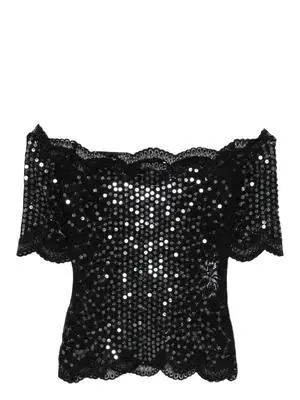 Rabanne Sequin Lace Top - Black