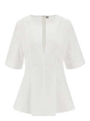 TOTEME Totême Pleated A-Line T-Shirt White