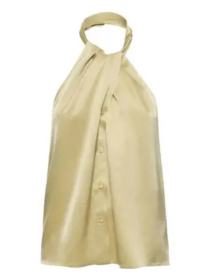 Nanushka Halter Neck Button-up Blouse - Nude