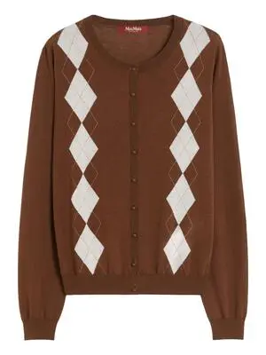 Max Mara Argyle Patterned Cardigan - Chocolate-colored