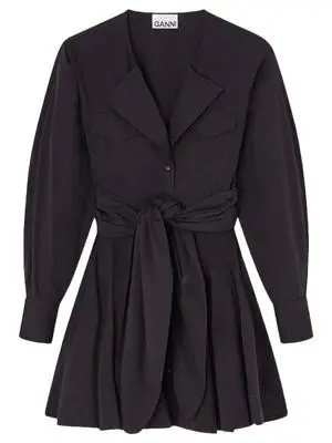 GANNI Belted Mini Dress - Black