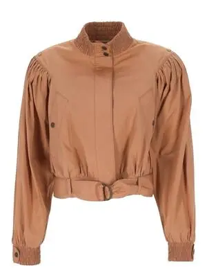 CHLOÉ Chloé Ruched Detail High-Neck Jacket