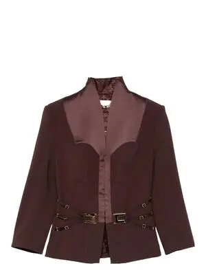 Elisabetta Franchi Fitted Jacket With Buckle Detail - Red