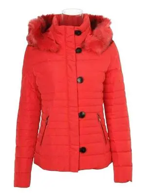 Emporio Armani Hooded Down Jacket With Logo Detail - Red