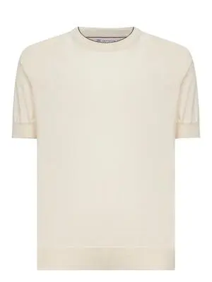 Brunello Cucinelli Ribbed Short Sleeve Jumper - White