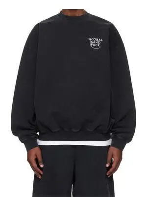 Vetements Global Mf' Long-sleeve Crew Neck Sweatshirt - Black