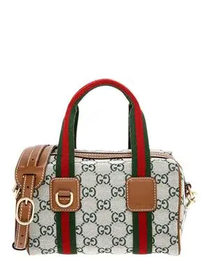 Gucci Gucci Mini GG Handbag With Signature Webbing Stripes Gray