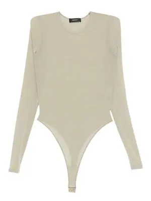 Wardrobe.NYC Sheer Long Sleeve Bodysuit - Nude