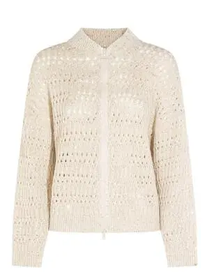 Brunello Cucinelli Brunello Cucinelli Long Sleeve Zipped Cardigan Beige