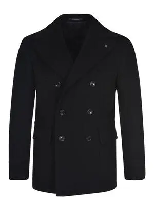 Tagliatore Double Breasted Long Sleeved Coat - Black
