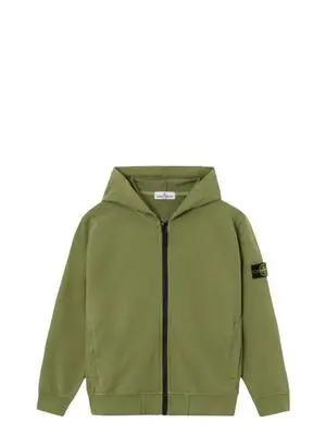 Stone Island Zip-up Hoodie - Olive Green