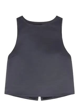 GANNI Satin Open Back Top With Tie Detail - Black