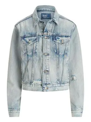 Polo Ralph Lauren Distressed Denim Trucker Jacket - Light Blue