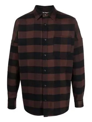 Palm Angels Logo-print Checked Shirt - Black