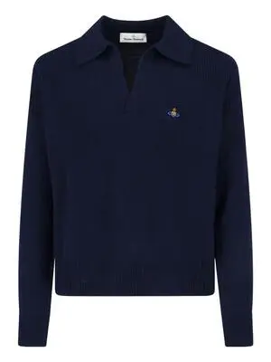 VIVIENNE WESTWOOD Long Sleeve Polo Jumper - Black