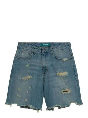 BARROW Distressed Denim Bermuda Shorts - Denim Blu/blue Denim