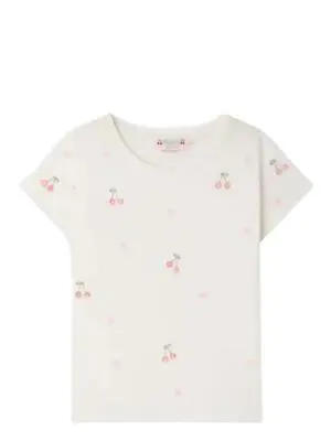 Bonpoint Hand-embroidered Floral T-shirt - Milk White