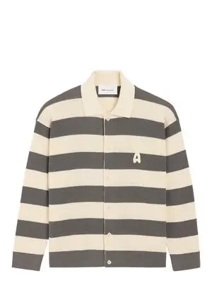 AMI Ami Paris Striped Cardigan With Embroidered Logo
