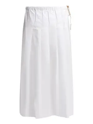 Soeur Drawstring Pleated Midi Skirt - White