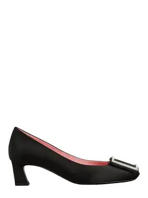 ROGER VIVIER Trompette Satin Pumps With Crystal Buckle - Black