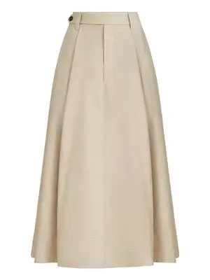 Brunello Cucinelli Sartorial Poplin Skirt With Monili Decoration - Nude