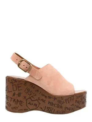 Chloé Maxime Wedge Buckle Sandals - Brown