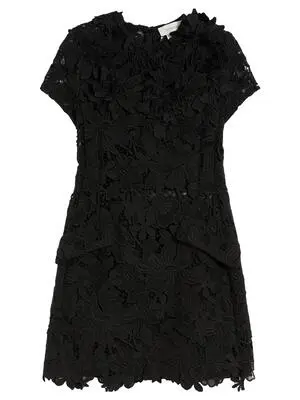 Sportmax Floral Appliqué Lace Mini Dress - Black