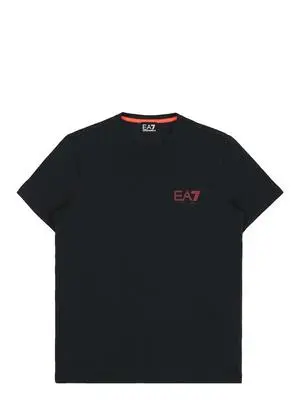EA7 Logo T-shirt With Round Neck - Black