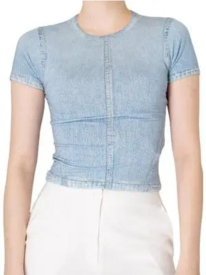 RAG  BONE Rag & Bone Crewneck Short-sleeved Denim T-shirt - Blue
