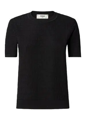 Fendi Ff Jacquard Short Sleeved Jumper - Black
