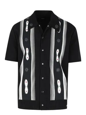 Amiri Embellished Striped Shirt - Black