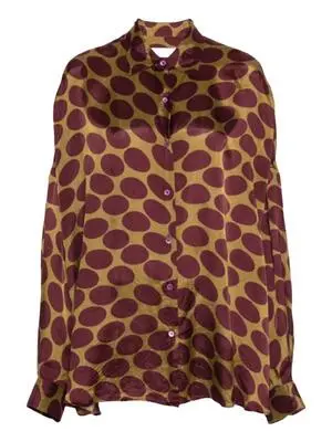 Dries Van Noten Casia Oversized Printed Top - Camel
