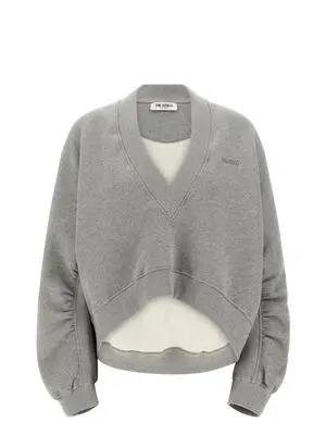 Attico Embroidered V-neck Sweatshirt - Gray