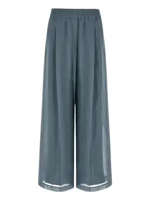 Brunello Cucinelli High-waisted Pleated Wide-leg Trousers - Blue