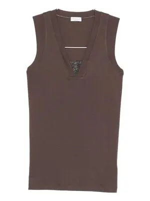 BRUNELLO CUCINELLI Brunello Cucinelli Embellished V-Neck Sleeveless Top